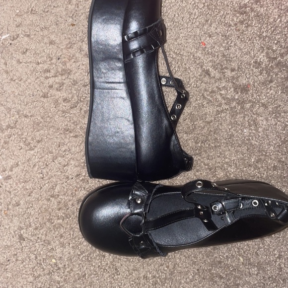Celenpho | Shoes | Black Heart Platform Pumps With T Strap Goth Emo ...